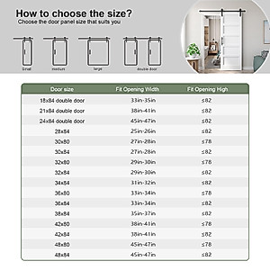 Fredbeck 32x84 inch White Barn Door with 5.5FT Sliding Door Hardware Kit Included & Handle,Solid,MDF,PVC Surface,DIY Assembly,5-Panel,Fit 29in-30in Opening