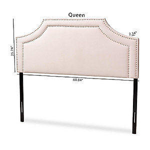Baxton Studio Avignon Modern and Contemporary Light Pink Velvet Fabric Upholstered Queen Size Headboard