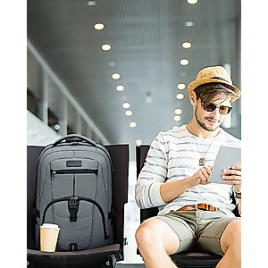 LOVEVOOK Travel Laptop Backpack Waterproof Anti Theft Backpack with Lock and USB Charging Port Large Computer Business Backpack for Men College Backpack (17 inch,DarkGrey