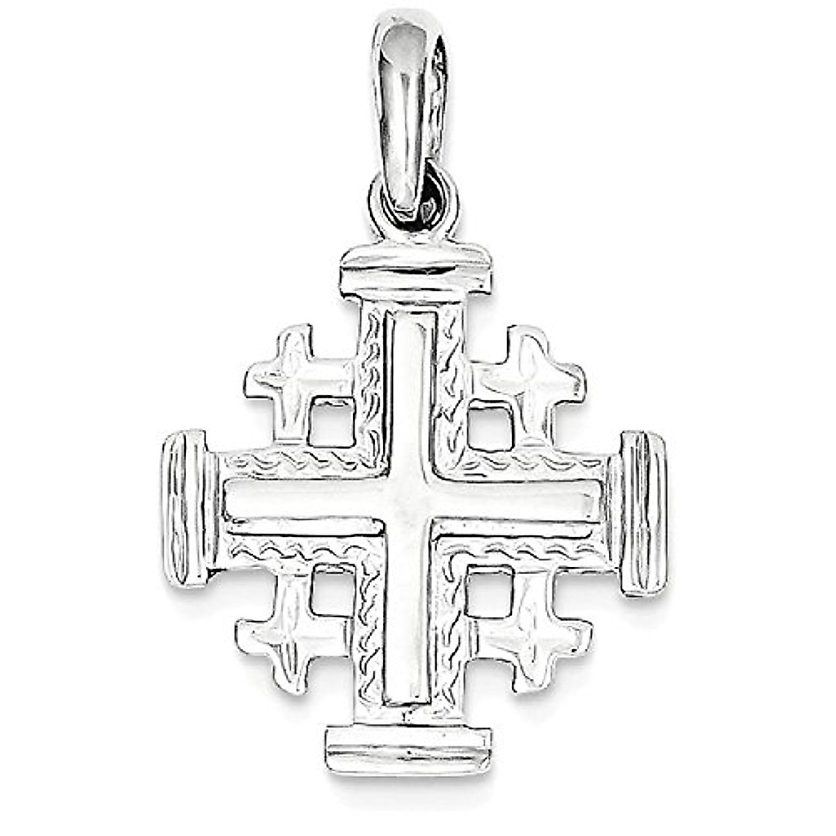 IceCarats 14K White Gold Jerusalem Holy Cross Necklace Religious Pendant Jesus Christ Charm 30mm x 24mm - Pendant Only