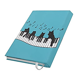 Flashideas Cat with Piano Washable Book Covers for Book Lovers Notebook Protector for Documents Protective Durable Reuseable Washable Book Dust Jacket Covers