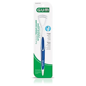 GUM Tongue Cleaner - Dual Action Soft Bristled Tongue Brush with Tongue Scraper for Better Oral Hygiene - Bad Breath Treatment (6pk)