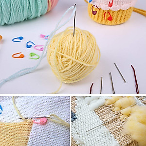 Huge Crochet Hook Set,9 Pieces Large Eye Blunt Needles,12mm-25mm Large Size Yarn Crochet Hooks Needles with 20 Stitch Markers and 2 Tapestry Needle