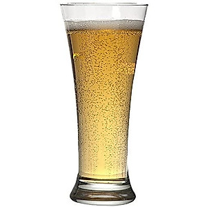 Circleware Quench Beer Drinking Glasses, Set of 4, Home & Kitchen Entertainment Dinnerware Highball Glassware for Water, Wine, Juice and Best Bar Liquor Dining Decor Beverage, 11.8 oz, Clear