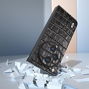 DAMONDY for OnePlus Open Case 5G,OnePlus Open flip Case,Premium Genuine Crocodile Pattern Leather Back Cover Slim Thin Phone Case for OnePlus Open -Black