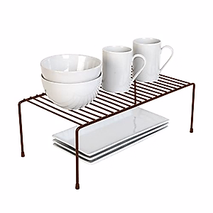 Smart Design Classic Storage Shelf – Large (8.5 x 16 in.), Bronze – Sturdy Steel Pantry Organizer with Rust-Resistant Finish and Non-Slip Feet for Easy Home Organization and Storage