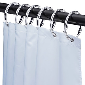 Karenhi 12 Pieces Shower Curtain Ring Metal Circular Rust Resistant Shower Curtain Hook Easy to Open and Close Round Shower Curtain Hook for Bathroom Decoration (Silver, Rustic Style)