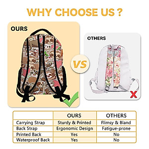 Mercuryelf Personalized Sloth Girls Boys Backpack with Lunch Box Set, 3 in 1 School Travel Backpacks Matching Combo, Cute Brown Bookbag and Pencil Case Bundle