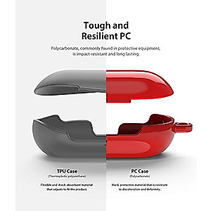 Ringke Case Designed for Galaxy Buds Plus (2020) and Galaxy Buds (2019) Hard PC Case Cover Accessory Upgraded Version with Carabiner - Glossy Red