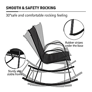 DREAMO Outdoor Patio Rocking Chair Portable Rocker Seating Metal Black