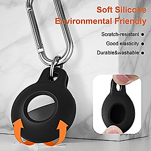 Koaichi Compatible with AirTag Case, Scratch-Resistant, Easy to Carry, Silicone Protective Cover with Carabiner - Black