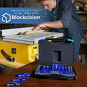 Blockcision Setup Blocks Woodworking Tools - 16-Piece Gauge Block Set with Precision Ruler-Marked Bars, Case, Carpenter Pencil & Square - Aluminum Setup Bars for Router and Table Saw Accessories