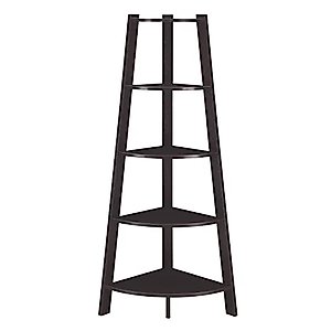 Convenience Concepts Newport 5 Tier Wide Corner Bookcase, Espresso