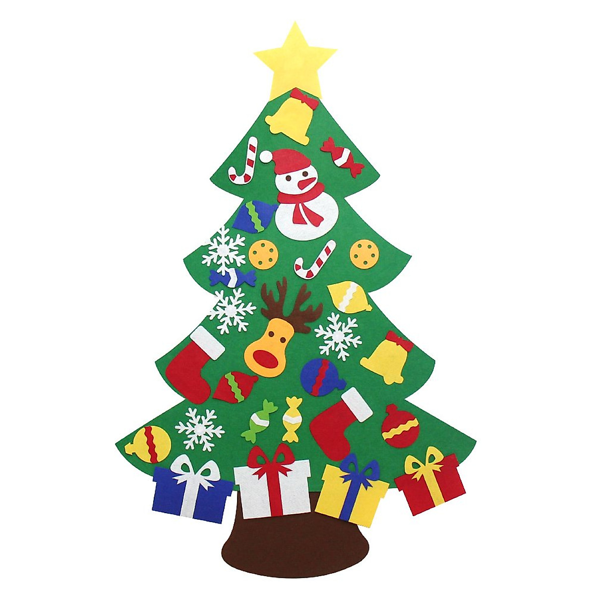 3.2 Ft Felt Christmas Tree for Toddlers with 30 Detachable Christmas Ornaments, Xmas Gifts, Door Wall Hanging Decorations