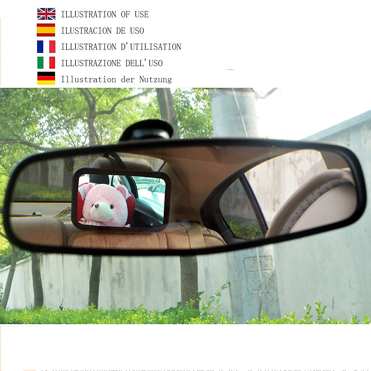 PEKITAS Baby Extra Large Clear View Car Back Seat Mirror - For Rear View, 360 degree pivot, adjustable and shatterproof