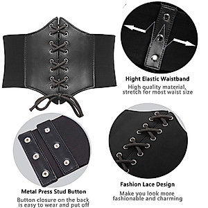 GRACE KARIN Victorian Steampunk Sexy Underbust Waist Belt Corset(2XL,Black)