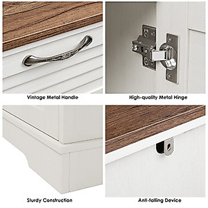 Kitchen Sideboard Buffet Cabinet with Storage, 15.7"D x 47.2"W x 35.1"H, Buffet Server Bar with 3 Shutter Doors and 3 Drawers for Wine, Coffee, Bar for Living Room, Dining Room, White Oak