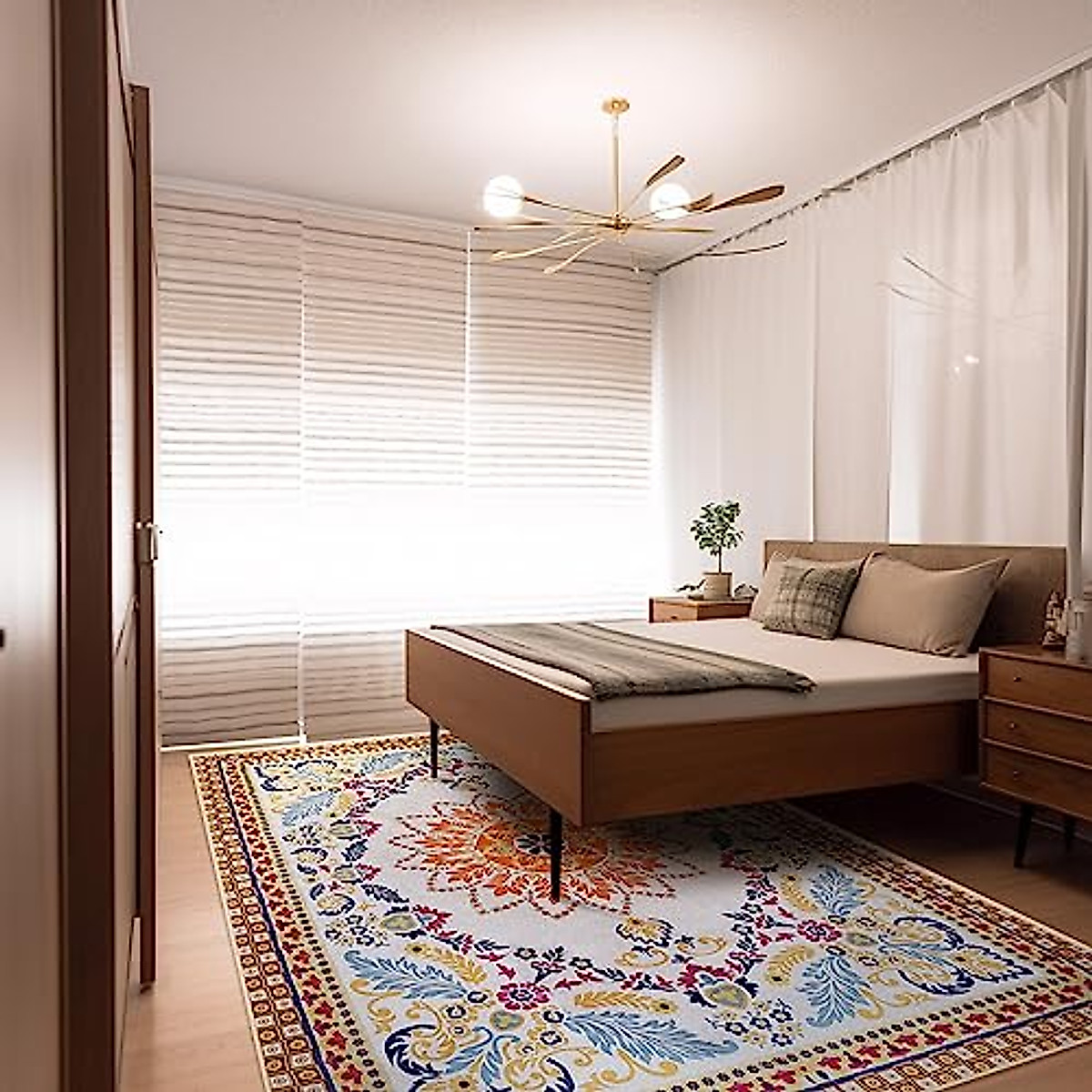 Matace ,8x10 Feet Rectangle, Area Rug, Soft, Durable, Stain Resistant, Distressed, Low Pile, Non-Shedding, Easy Clean, Printed, Living Room Rug,Bedroom Rug, Dining room rug