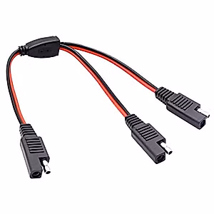 AAOTOKK SAE Y Splitter Adapter Cable SAE 1 to 2 SAE DC Power Automotive Extension Cable 2 Pin Quick Connect Disconnect Plug SAE Connector 18AwG Wire for Solar Panel Charging(30 cm-Red Black)