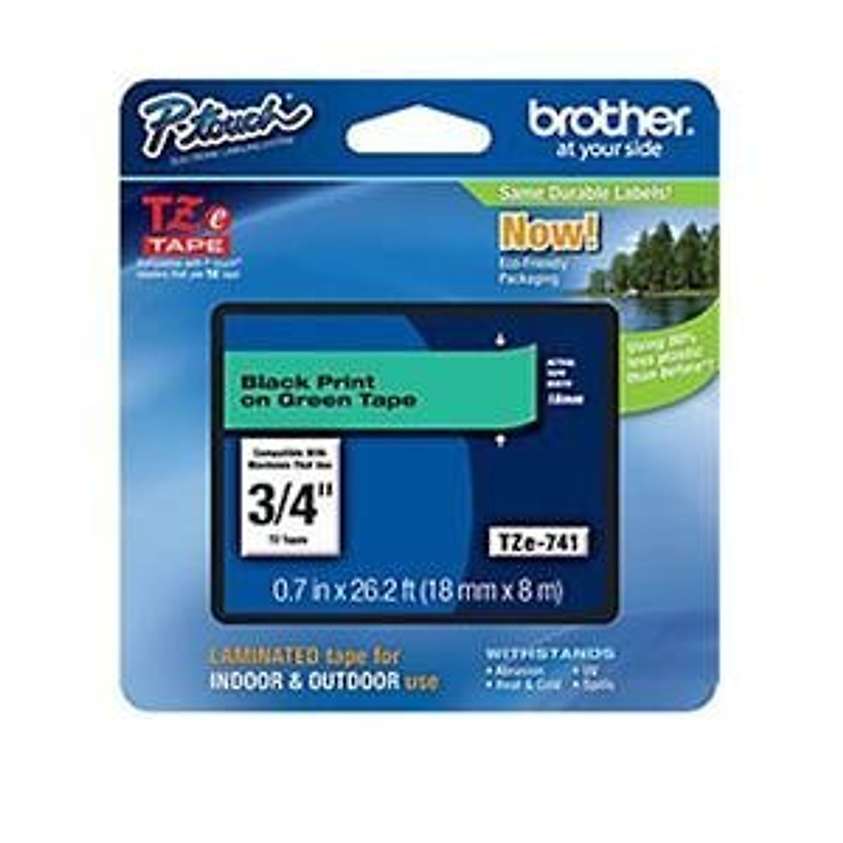 Brother International, Black on Green 3/4" (Catalog Category: Printers- Inkjet/Dot Matrix / Label Printer Access.)