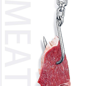 2 Pcs Swiveling Meat Hook Heavy Duty Double Meat Hanger Stainless Steel Butcher Hooks Perfect for Large Animals Fishing Hunting Carcass Hanging Hook Bacon Hook (9 MM)