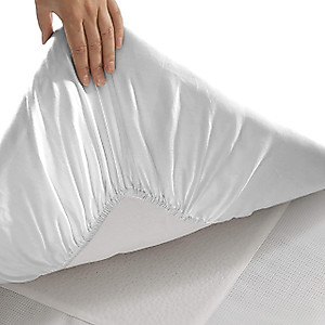 Linen and Towel 100% Organic Jersey Cotton Crib Fitted Sheet White Color Set of 2