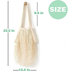 YOYI YOYI Reusable Produce Bags Cotton Mesh Grocery Bags,Washable Portable Vegetable Bag, 100% Cotton Mesh String Organizer Shopping Bag Handle Net Tote(2 Piece yellow Large)