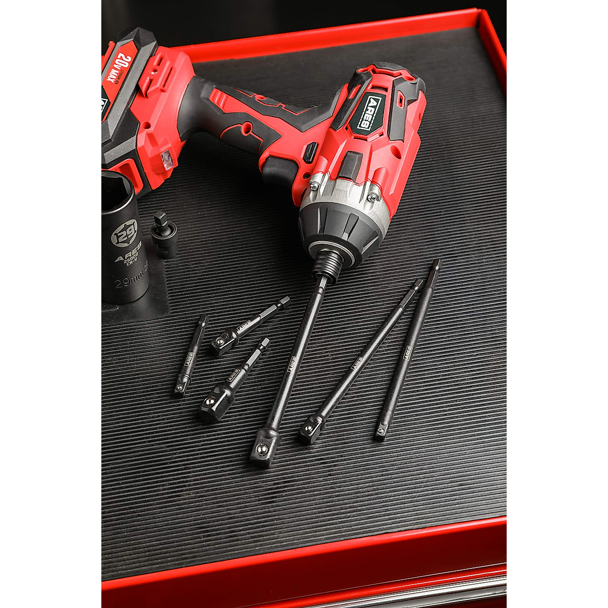 ARES 70382-6-Piece 3-Inch and 6-Inch Impact Grade Socket Adapter Set - Turns Impact Drill Driver into High Speed Socket Driver - 1/4-Inch, 3/8-Inch, and 1/2-Inch Drive Sizes