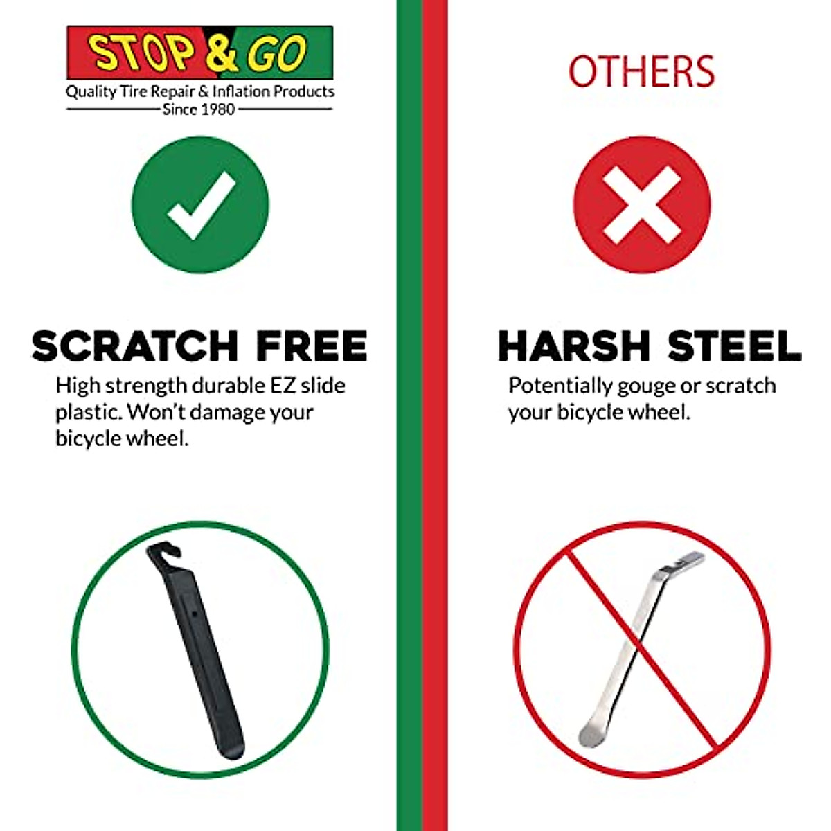 Stop & Go 100 27 Piece Bicycle Repair & Inflation Kit for Tubeless and Tube-Type Tires Works on BMX, XC, Mountain, Road, Gravel, & E-Bikes (4 Patches & 10 Rope Plugs)