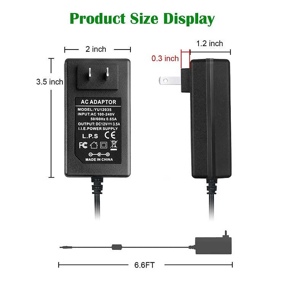 12V 3.5A Power Supply Adapter - LeTaoXing AC 100V-240V Converter DC 12V 2.5A 3A 3.5A(Max) Wall Charger 12V/3.5A for Netgear Nighthawk Router Devices R6700 R6900 R7500 C6900 C7000 (6.6FT Cord)