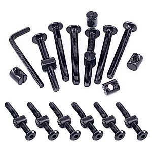 Swpeet 25Pcs Black M6 × 50mm Crib Hardware Screws, Hex Socket Head Cap Crib Baby Bed Bolt and Barrel Nuts with 1 x Allen Wrench Perfect for Furniture, Cots, Crib Screws (M6x50mm)