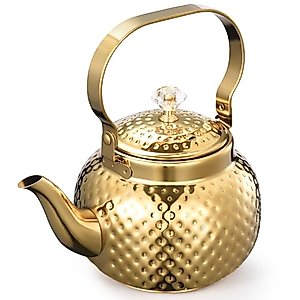 Haosens Teapot with Removable Infuser 40 Oz, 1200ml Stainless steel Coffee & Tea Pots - Perfect filter for Loose Leaf Tea or Tea Bags (Golden)