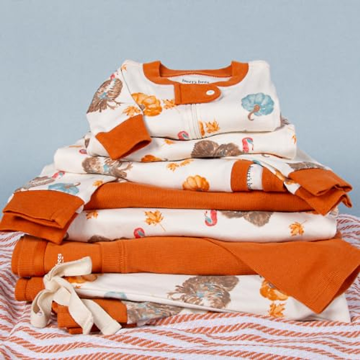 Burt's Bees Baby Baby Kids 2-Piece Family Jammies Matching Holiday Organic Cotton Pajamas, Turkey Time, 6 Years