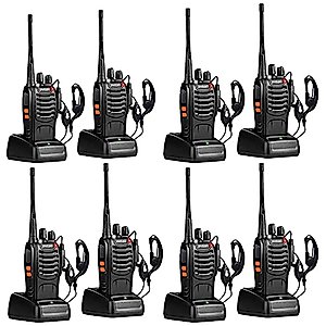 pxton Two Way Radios Long Range for Adults with Headphones, Walkie Talkies 16 Channel Handheld 2 Way Radio Rechargeable with Flashlight Li-ion Battery and Charger（8 Pack）