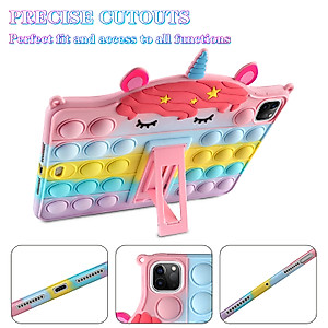 WESADN for iPad Pro 11 Inch Case 2022/2021/2020/2018 4th 3rd 2nd Gen with Kickstand Lanyard Keychain Silicone Fidget Bubble Case for Girls Women Cute Pop Protective Tablet Cover for iPad Pro 11 inch