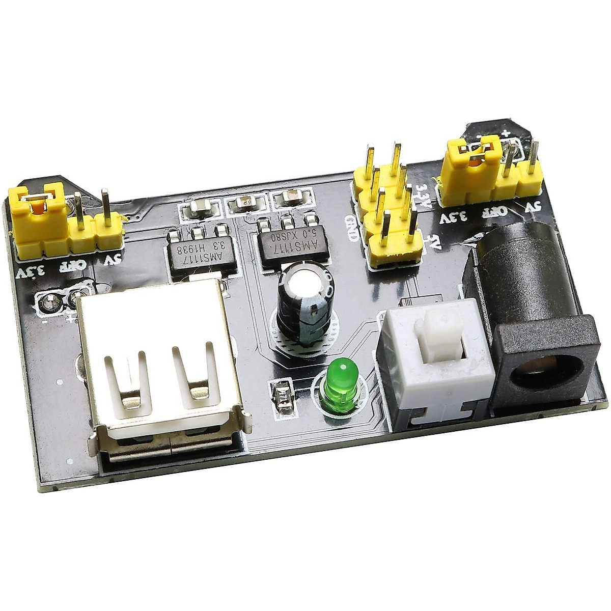 SQXBK 1-Pack MB102 Breadboard Power Supply Module and 9v Battery Clip with 2.1mm X 5.5mm Male DC Plug Assortment Kit for Arduino