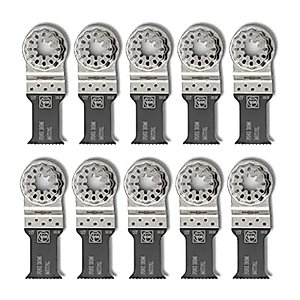 Fein StarLock E-Cut Fine Oscillating Saw Blade - Narrow Waisted Shape 1-1/8" Width for Aluminum Profiles and Copper Pipes - Fits Most Multitools - 10-Pack - 63502157290