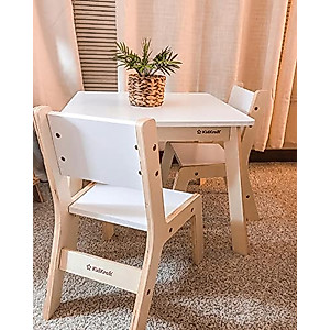KidKraft Wooden Modern Table & 2 Chair Set, Children's Furniture, White & Natural, Gift for Ages 3-8, 23.6 x 23.6 x 19