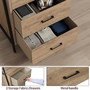 BOTLOG Industrial Ladder Bookshelf with 3 Fabric Storage Drawers, 4-Tier Bookcase, Display Standing Shelf Unit Storage Organizer for Living Room, Entryway, Office, Rustic Brown