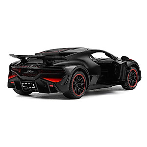Bugatti Divo Diecast Metal Model Cars for Boy Toys Age 3-12 Pull Back Vehicles with Music Doors and Hood Can Be Opened(Black)