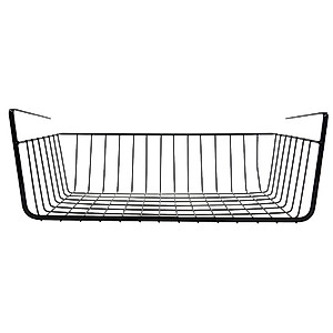 HOMOKUS Under Shelf Baskets for Storage, Under Shelf Wire Basket Carbon Steel Basket Under Cabinet Shelf, Welding Joints, Baking Finish, Easy to Install without Holes, 6 PCS, Black