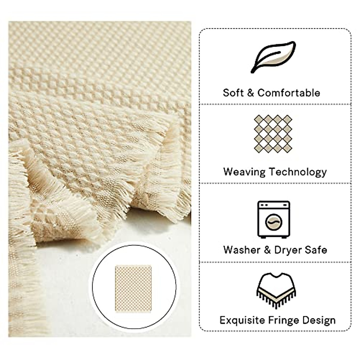 ZonLi Soft Throw Blanket for Couch, 50"x60" Weave Blanket with Tassels & Diamond Pattern,Soft Lightweight Shawl Blanket Decoration Blanket for Living Room, Sofa, Bed