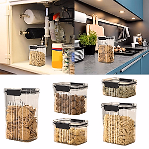 Food Storage Containers Set with Lids BPA Free Plastic Dry Food for Kitchen Pantry Plastic Leak-proof for Organizing Flour Sugar Rice Cereal Spaghetti Baking Supplies Easy Pouring Lid