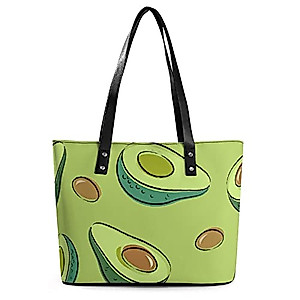 Womens Handbag Green Avocado Pattern Leather Tote Bag Top Handle Satchel Bags For Lady
