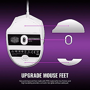 Cooler Master MM720 White Glossy Lightweight Gaming Mouse with Ultraweave Cable, 16000 DPI Optical Sensor, RGB and Unique Claw Grip Shape