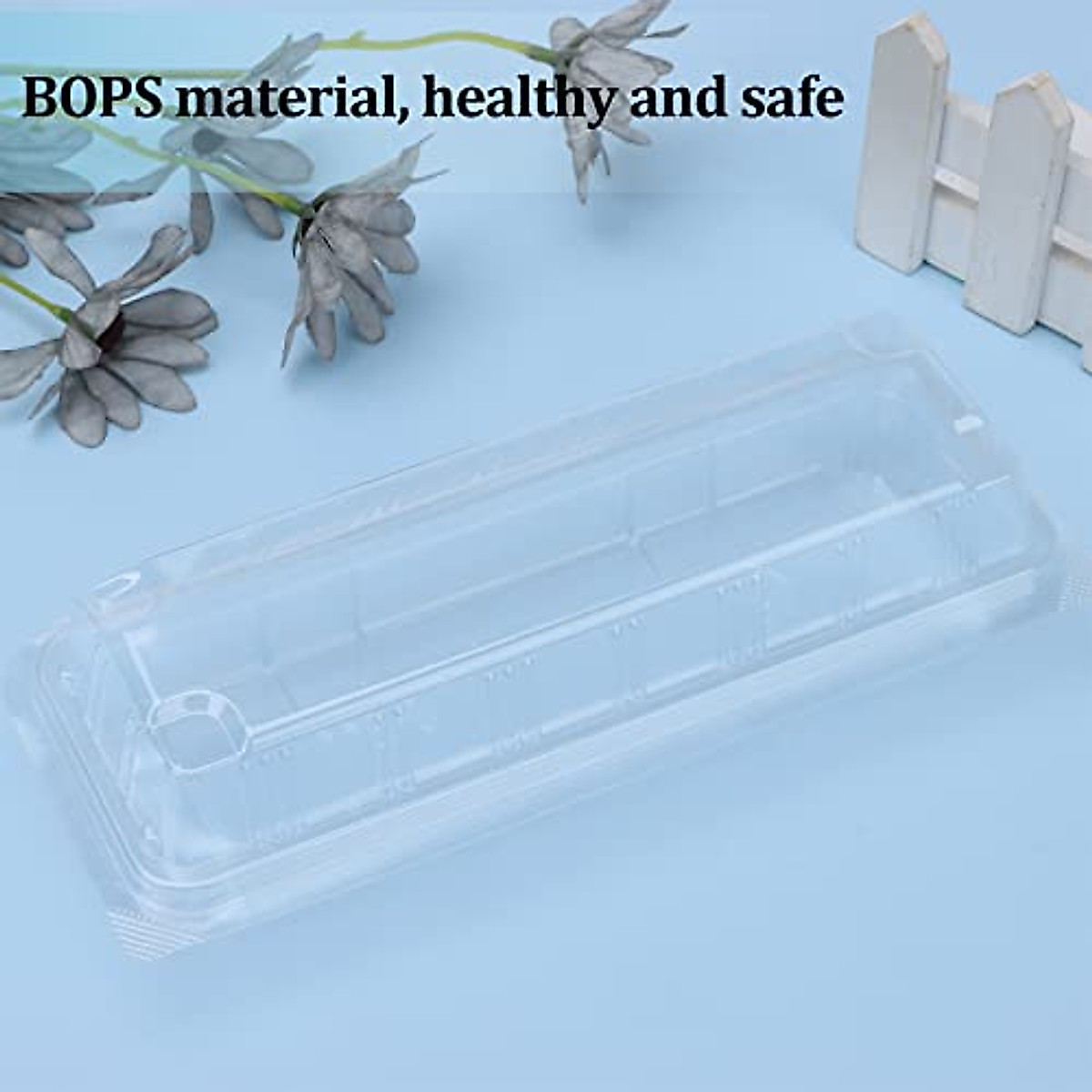 50 Pcs Transparent Cake Swiss Roll Container Food Container for Baking Plastic Containers with Lids 8.66 x 3.35 x 1.97“ Clear Cake Container Disposable to Go Box for Restaurants Delivery Takeout