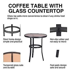 Dulce Domi 3 Pieces Outdoor Furniture,Patio Table and Chairs, Dinning Table and chais, Patio Conversation Set, Porch Patio Set, Furniture Patio All-Weather Outdoor Patio Furniture