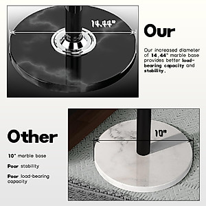 Durmmur Metal Coat Rack Freestanding, Coat Hanger Stand With Natural Marble Base, Standing Coat Rack With Umbrella Holder, Hall Tree With 12 Hooks For Clothes, Hats, Scarves, Entryway(Black)