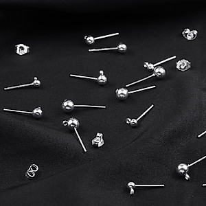 Post Earrings for Jewelry Making 18 Pcs Ball(3/4/5mm) Post Earring Stud with Closed Loop 22 Pcs Butterfly Earrings Replacements for DIY Jewelry Making Findings
