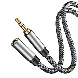 Tan QY Audio Extension Cable 1.5Ft,Audio Auxiliary Stereo Extension Audio Cable 3.5mm Stereo Jack Male to Female, Stereo Jack Cord for Phones, Headphones, Speakers, Tablets and More(1.5Ft/0.5M)